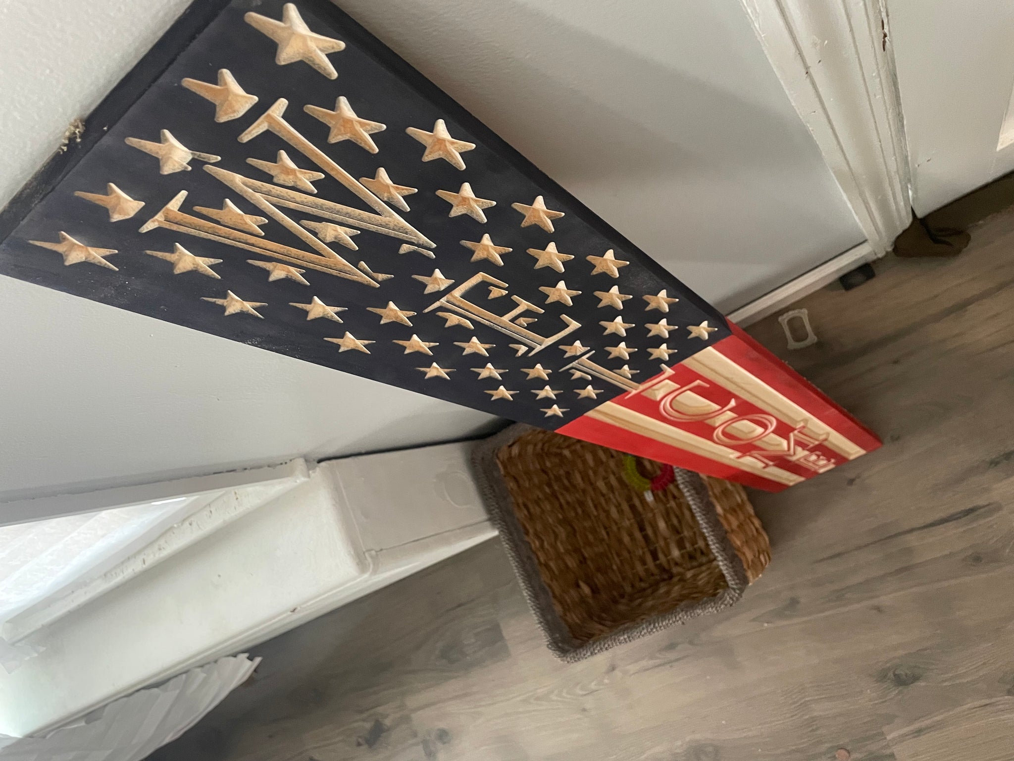 Wooden American Flag Signs